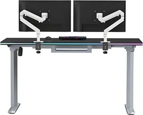 ULTRADESK Quest šedá, černá deska / Herní stůl / 140 x 70 cm / 72-120