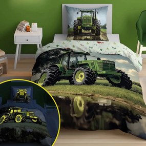 Dětské povlečení 100% bavlna - Traktor - svítí ve tmě Šířka: 140 cm | Délka: 200 cm