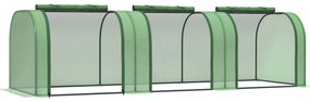 Fóliový skleník Outsunny Skleník s dveřmi 295x100x80 cm, skleník pro pěstování rostlin z oceli a PE, zelený | Aosom.de