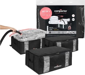Černé vakuové plastové úložné boxy v sadě 3 ks 65x45x27 cm Black Edition – Compactor