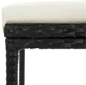 Barové stoličky Spade s poduškami - 3 ks - polyratan | černé