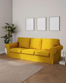 Potah na pohovku IKEA Ektorp 3-místná rozkládací, NOVÝ MODEL 2013 barva žlutá látka pletený vzor