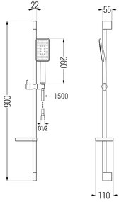 Mexen DS54 posuvný sprchový set, Černá - 785544583-71