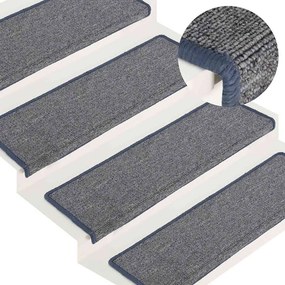 Schodové rohože 30 ks 65 x 21 x 4 cm světle šedé a modré s obdélníkovým okrajem 3365780