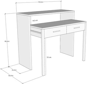 Pracovní stůl 88x99 cm bílá/béžová