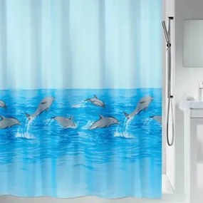 Spirella NEMO bílo-modrý / Sprchový závěs / motiv delfíni / 240 x 180