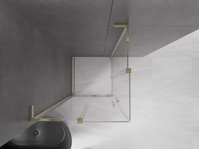 Mexen Velar L Duo, sprchový kout s posuvnými dveřmi 90 x 90 cm, 8mm čiré sklo, zlatá lesklá, 871-090-090-02-03-50