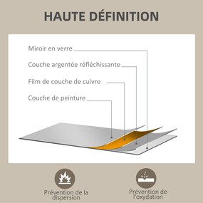 HOMCOM Obdélníkové Zrcadlo na Zeď 60 x 80 cm, MDF Rám, ideální do koupelny, obývacího pokoje nebo ložnice, bílá | Aosom