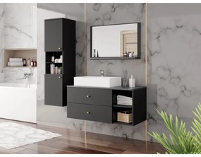 Koupelnový nábytek Kiegi II, Barva: czarny mat / czarny mat + czarny marmur, Sifon k umyvadlu: ano, Umyvadlo: ne