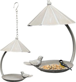 Závěsné krmítko s dekorativním ptáčkem BIRDY 43 cm bílé