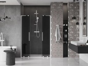 Mexen Velar L Duo, posuvné sprchové dveře do otvoru 140 cm, 8mm šedé sklo, bílá matná, 871-140-003-42-20
