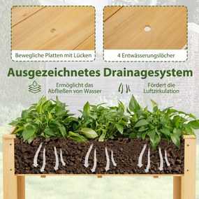 Costway Vyvýšený záhon dřevěný vyvýšený zahradní záhon truhlík s drenážními