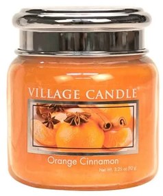 VILLAGE CANDLE Svíčka Village Candle - Orange Cinnamon 92 g, oranžová barva, sklo, vosk