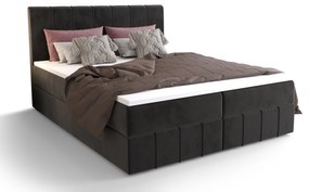 Manželská postel Boxspring 140 cm Barack (černá) (s matrací a úložným prostorem). 1046378