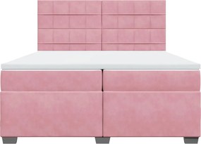 Box spring postel s matrací růžová 200x200 cm samet 3291007