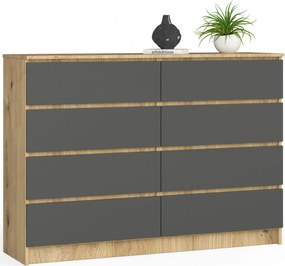 Komoda K140 8SZ dub artisan/grafitová šedá