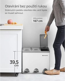 Koš na třídění odpadu SORT 24l (3x8l), šedá/bílá SongmicsHome