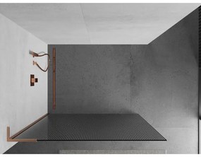 Mexen Kioto L, sprchová zástěna Walk-In 100 x 200 cm, 8mm sklo s žebrovým vzorem, měděný matný profil, 800-100-103-65-09