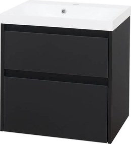 Mereo Mereo, Opto, koupelnová skříňka s umyvadlem z litého mramoru 61 cm, bílá, dub, bílá/dub, černá, CN940M