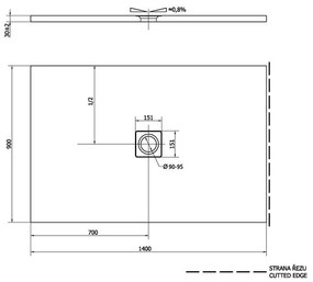 Polysan Flexia Vanička z litého mramoru 140x90x3 cm 72897