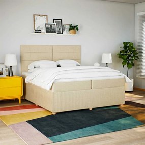 Box spring postel s matrací krémová 200x200 cm textil 3294468