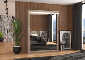 ADRK Furniture Posuvná skříň se zrcadlem a LED osvětlením PERMO 150 SW-PER-T-150+L-V175