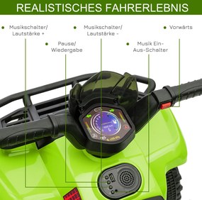 HOMCOM Mini elektrická čtyřkolka dětská elektrická čtyřkolka s předním světlem dětské vozidlo dětská motorka elektrická čtyřkolka pro děti 18-36 měsí…
