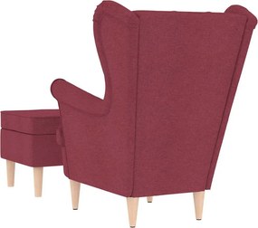 Křeslo s podnožkou vínové textil 3307992