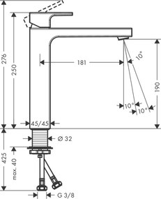 Hansgrohe Vernis Shape, vysoká umyvadlová baterie, EcoSmart, chromová, 71591000