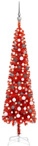 Úzký vánoční stromek s LED a sadou koulí červený 180 cm,  3078123 HangarStore.cz