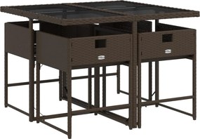 5dílný zahradní jídelní set s poduškami hnědý polyratan 3278024