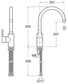 Roca A5A8409C00 - Dřezová baterie L20 32,5 cm lesklý chrom