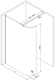 Mexen Kioto, zaoblená sprchová zástěna 90 x 200 cm, 8mm čiré sklo, růžové zlato profil, 800-090-101-60-06