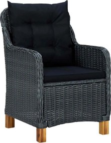 Zahradní židle s poduškami 2 ks polyratan tmavě šedé 313316