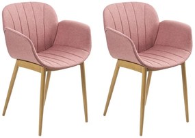 Sada 2 čalouněných jídelních židlí růžové ALICE Beliani