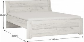 Ložnicová sestava, skříň, postel 160x200, 2x noční stolek, bílá craft, ANGEL