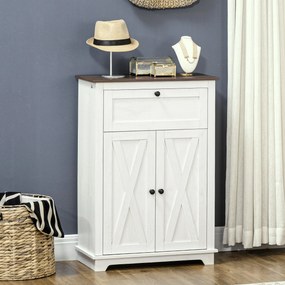 HOMCOM Skříňka do obývacího pokoje - úložný kabinet s dvojitými dveřmi, zásuvkou a nastavitelnou policí pro kuchyň nebo ložnici 60x30x87,4 cm Bílá
