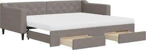 Válenda s přistýlkou a zásuvkami taupe 90 x 200 cm textil 3197483