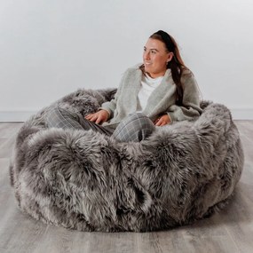 Šedý sedací vak z ovčí kožešiny Native Natural, ⌀ 110 cm