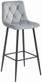 Set dvou barových židlí NADO sametové stříbrné (černé nohy) 2 ks