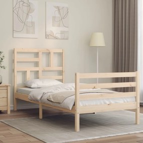 vidaXL Rám postele s čelem 90 x 200 cm masivní dřevo [3194882] Barva: Přírodní