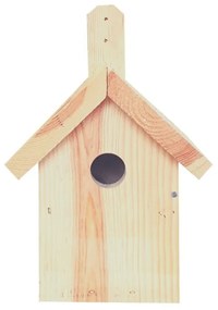Dřevěná ptačí budka pro hnízdění ptáků se šikmou střechou