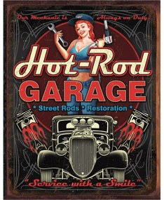 Plechová cedule Hot Rod Garage - Pistons 40 cm x 32 cm