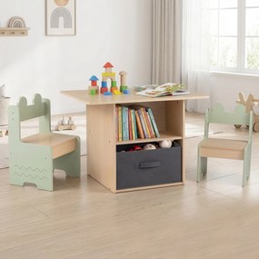 Costway Dětský stůl s 2 židličkami ve tvaru krokodýla 3 PCS. Dětské sezení