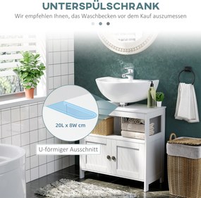 Podskříňový kabinet Kleankin se 2 dvířky a otevřenou policí, moderní design, nosnost 30 kg, 60x30x60 cm, bílý