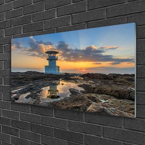 Obraz na skle Maják Krajina 125x50 cm