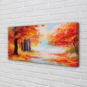Obrazy na plátně Podzimní listí stromu 140x70 cm