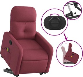 Zvedací masážní polohovací křeslo vínové textil 3206807