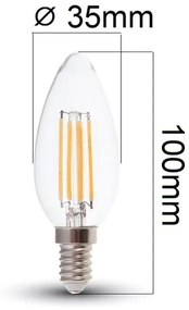 Akce: Retro LED žárovka E14 4W 400lm teplá, filament 3+1