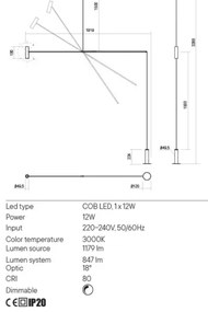 Redo 01-2695 - LED Stmívatelná stojací lampa PICAS LED/12W/230V černá